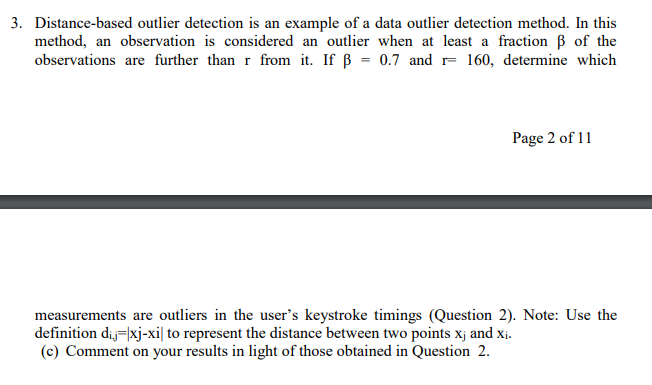3 Distance Based Outlier Detection Is An Example Of