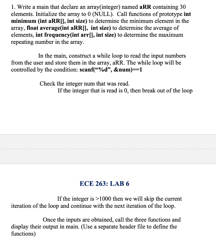 Solved 1. Write a main that declare an array(integer) named | Chegg.com
