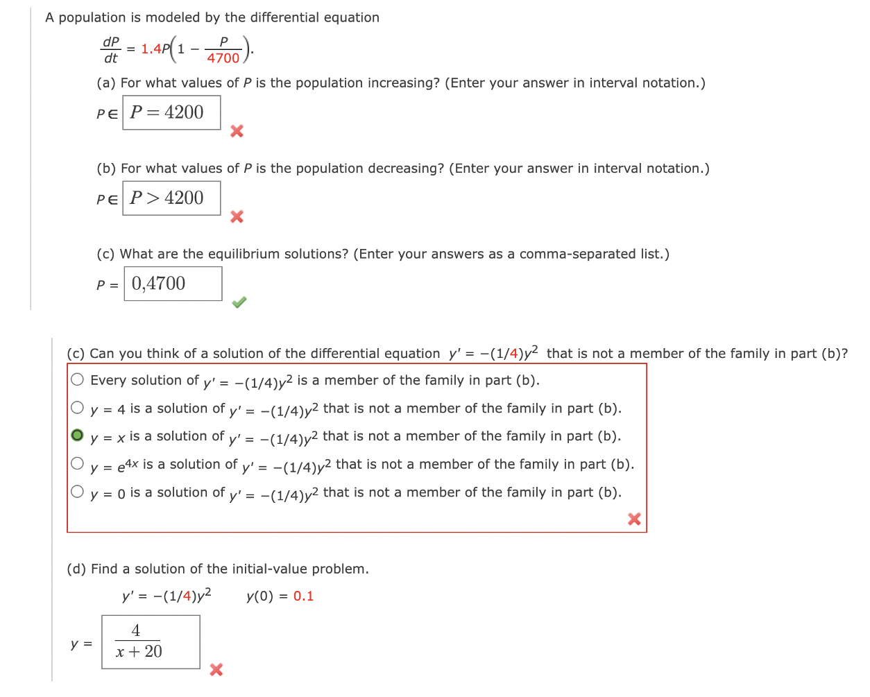Solved A population is modeled by the differential equation | Chegg.com