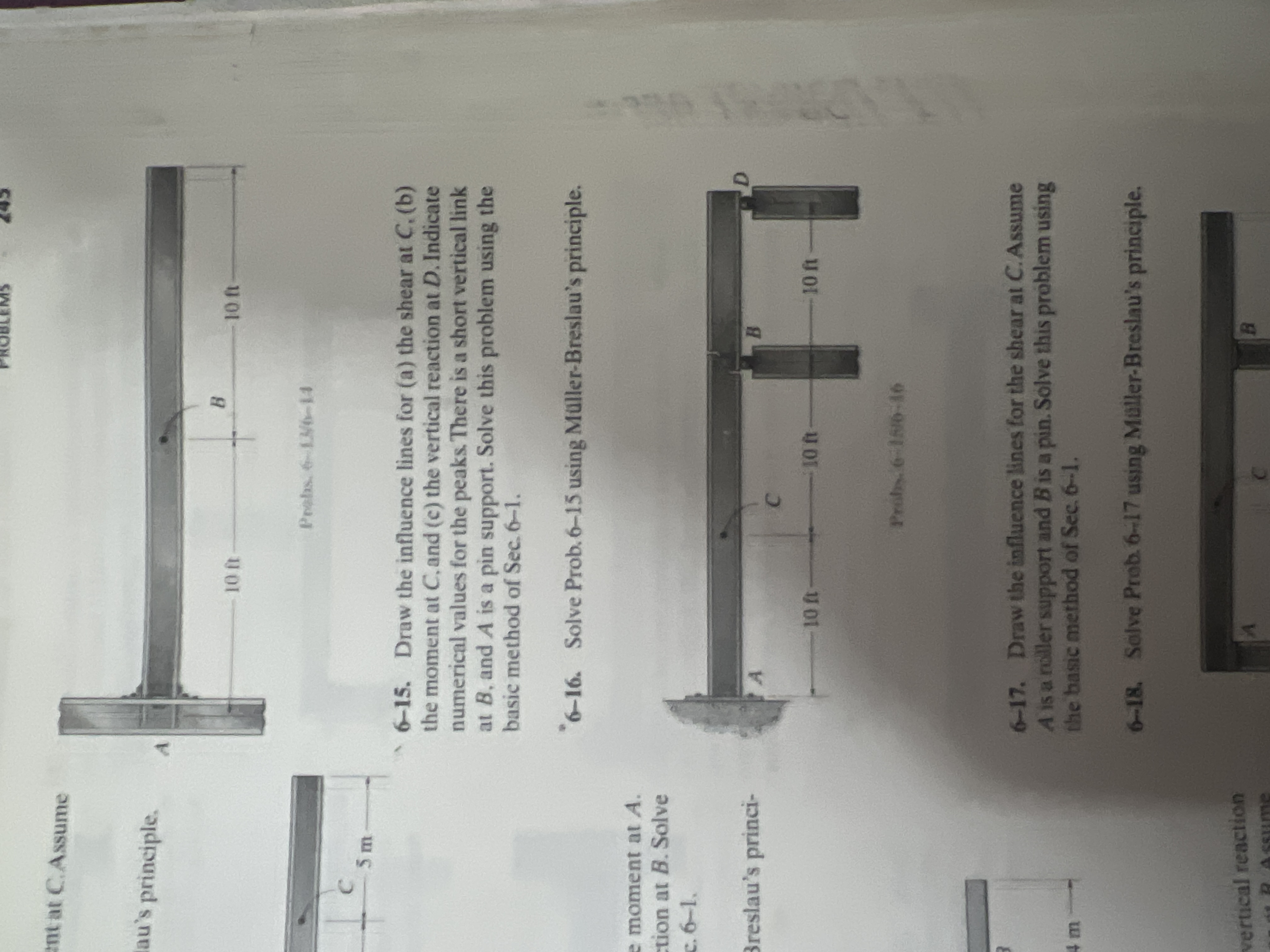 6-15. Draw the influence lines for (a) the shear at | Chegg.com