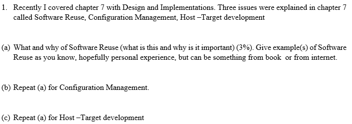 Solved 1. Recently I covered chapter 7 with Design and | Chegg.com