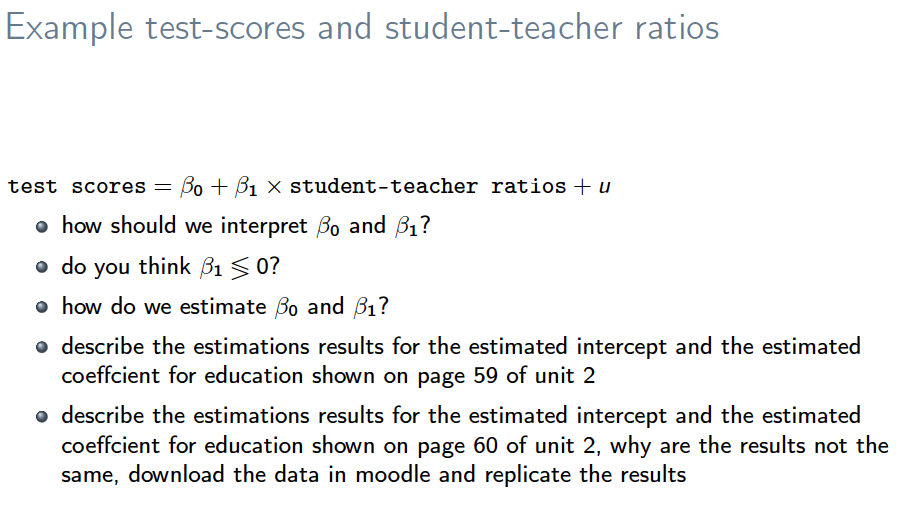 Solved Example test-scores and student-teacher ratios test | Chegg.com