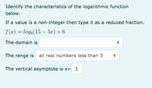 Solved Identify the characteristics of the logarithmic | Chegg.com