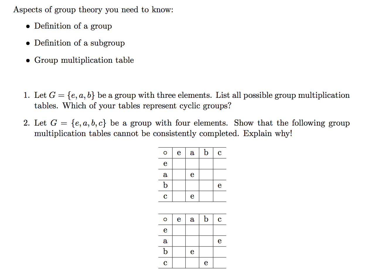 Solved Aspects of group theory you need to know: • | Chegg.com