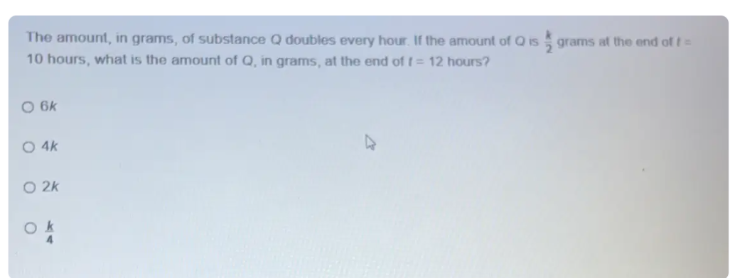 Solved The amount, in grams, of substance Q ﻿doubles every | Chegg.com