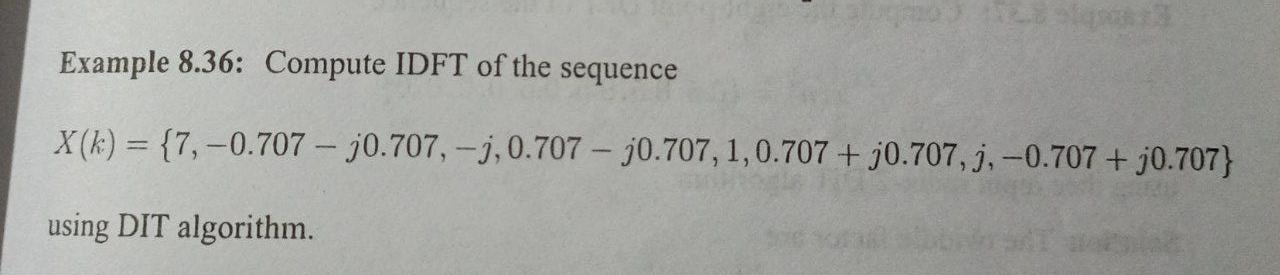 Solved Example 8.36: Compute IDFT of the sequence X(k) = | Chegg.com