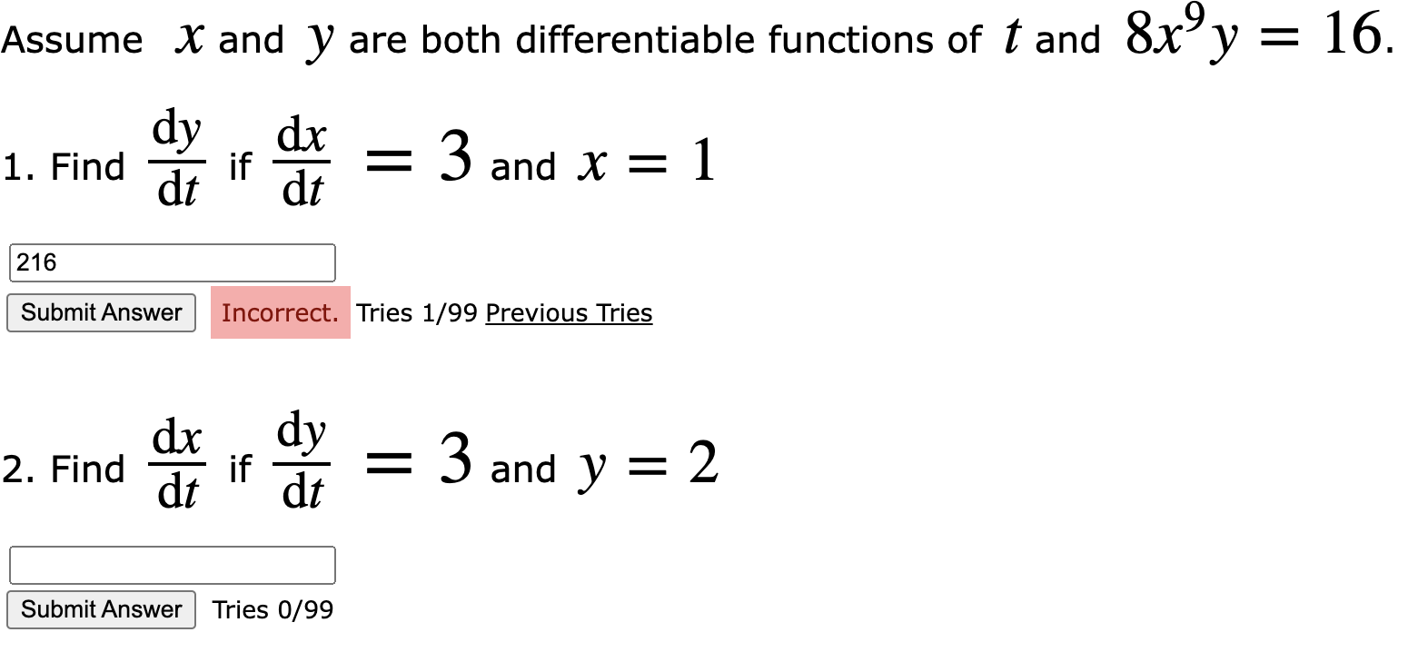 Solved Assume x and y are both differentiable functions of t | Chegg.com