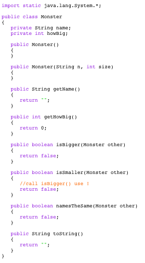 Solved Lab DescriptionWrite a Monster class that stores the | Chegg.com