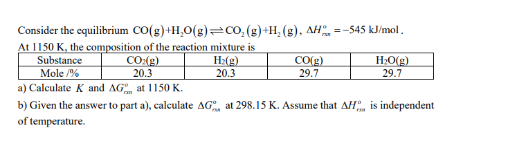 Solved = Consider the equilibrium CO(g) +H,0(g)=CO2(g)+H, | Chegg.com