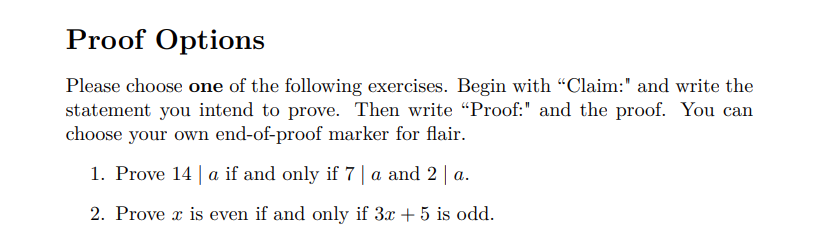 Solved Proof Options Please choose one of the following | Chegg.com