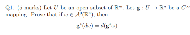 Solved Q1. (5 marks) Let U be an open subset of Rm. Let | Chegg.com