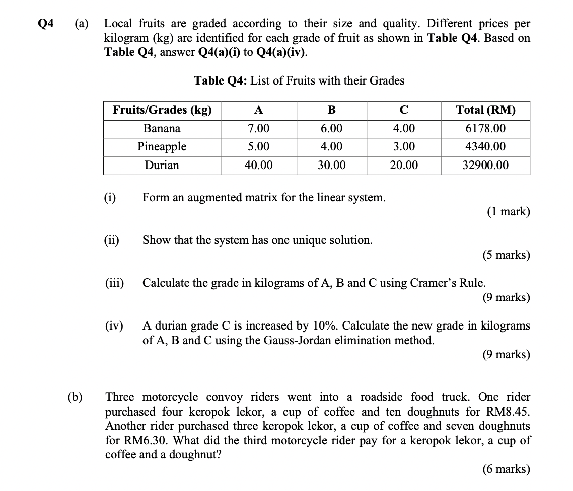 Solved (a) Local fruits are graded according to their size | Chegg.com