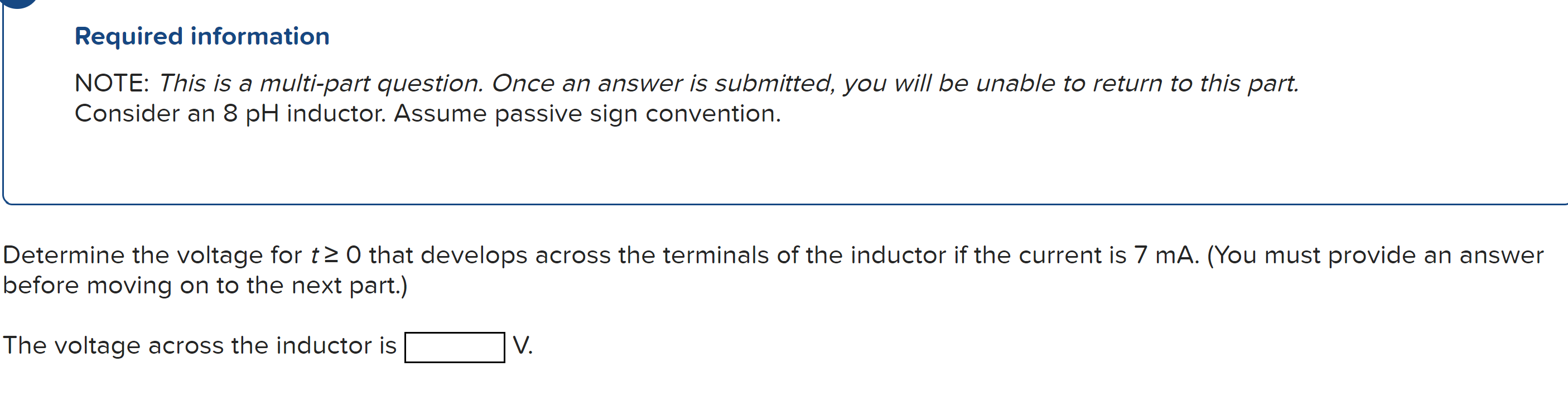 Solved Required information NOTE: This is a multi-part | Chegg.com