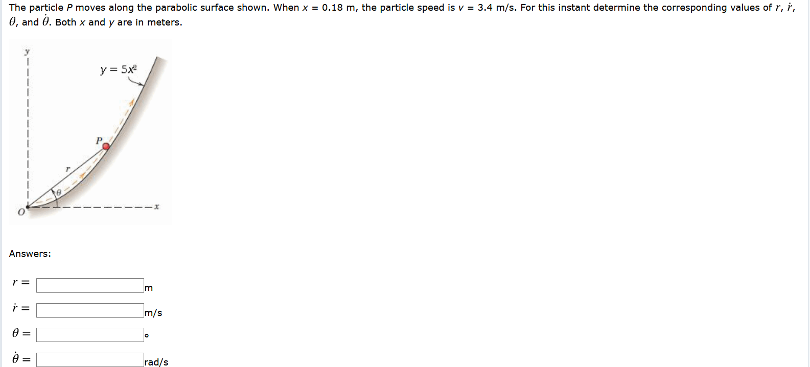 Solved The particle P moves along the parabolic surface | Chegg.com