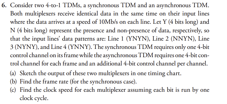 Solved 6. Consider two 4-to-1 TDMs, a synchronous TDM and an | Chegg.com