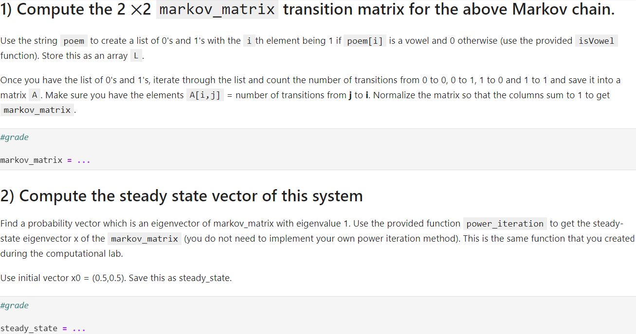 Solved Let us consider A. A. Markov's original application | Chegg.com