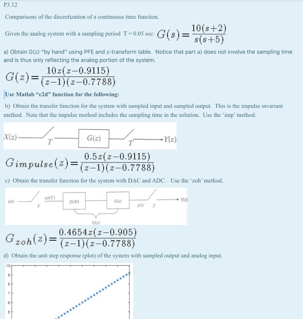 Solved P3.12 Comparisons of the discretization of a | Chegg.com