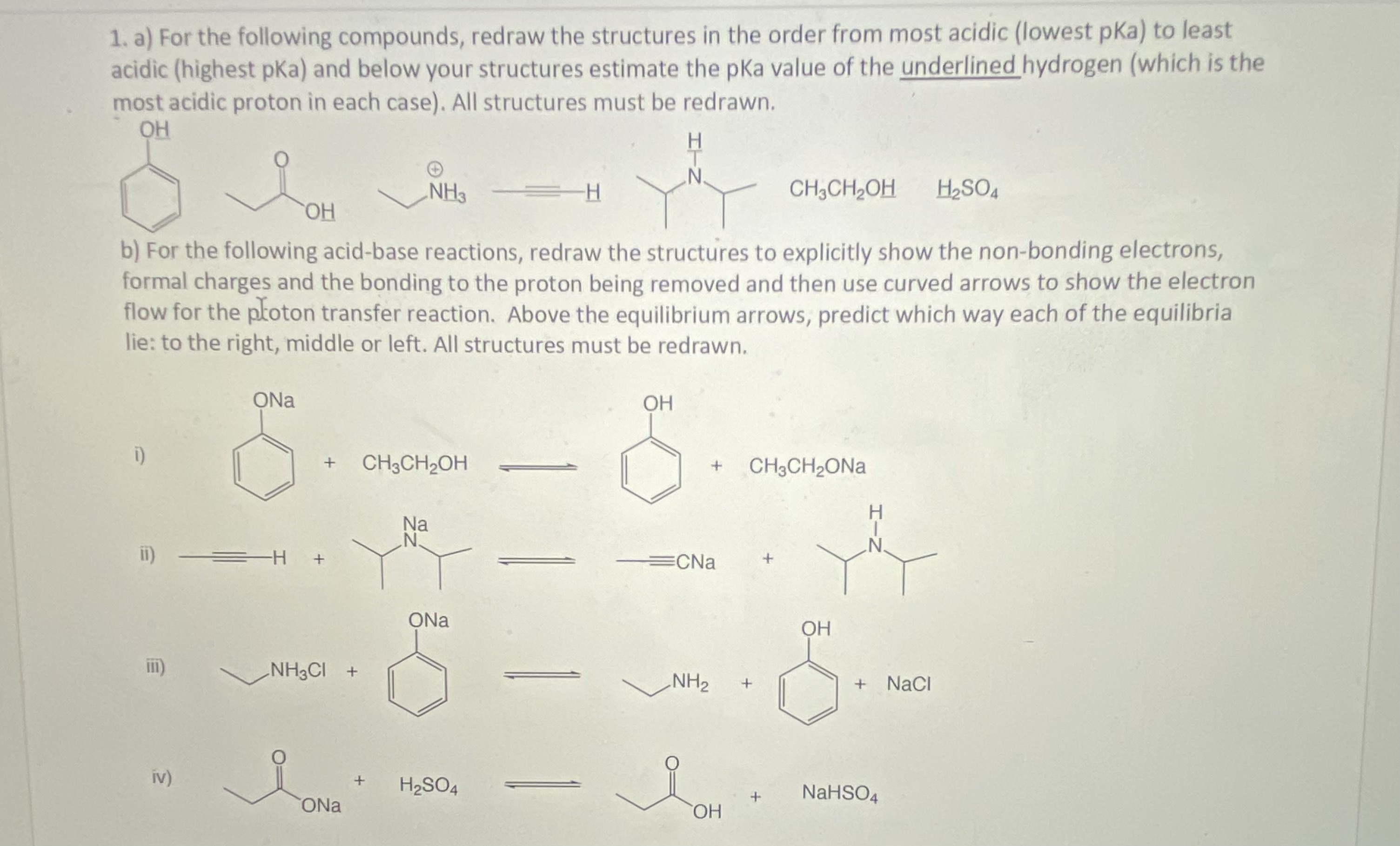 Solved a) ﻿For the following compounds, redraw the | Chegg.com