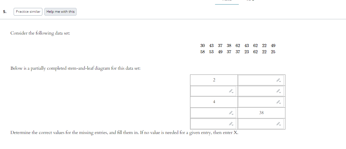 Solved Consider the following data set:Below is a partially | Chegg.com