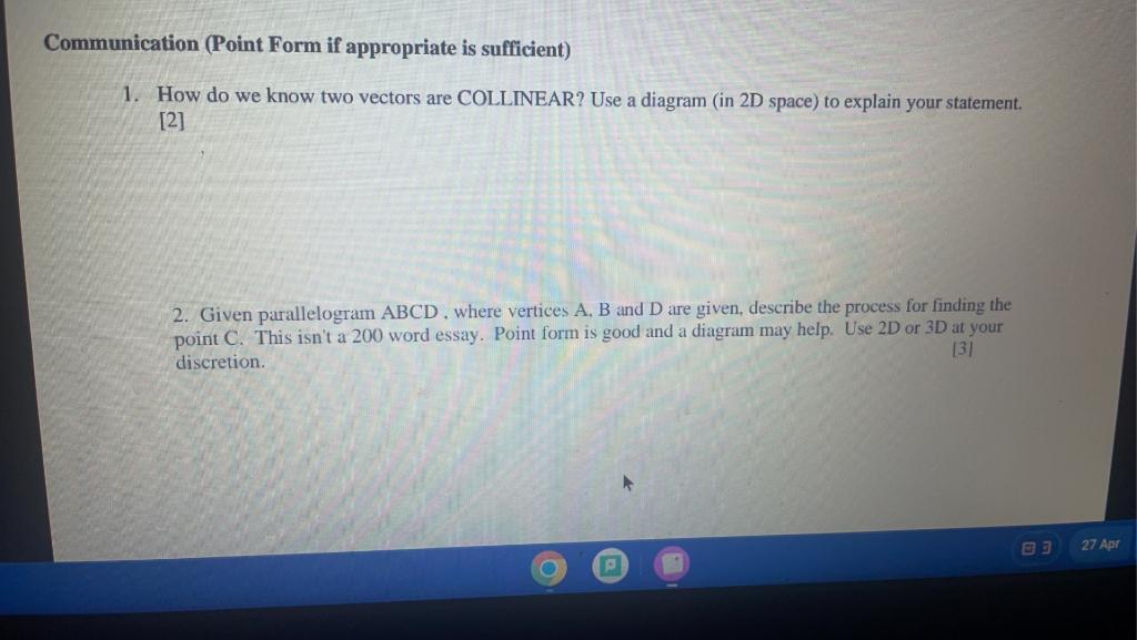 munication (Point Form if appropriate is sufficient) | Chegg.com