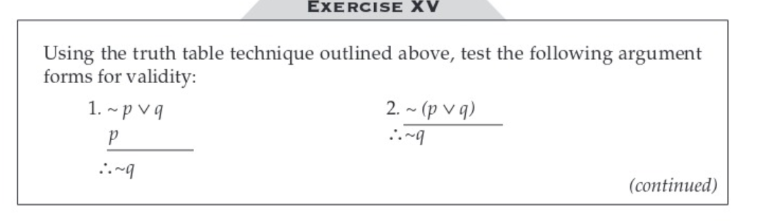 Solved EXERCISE XV Using the truth table technique outlined | Chegg.com