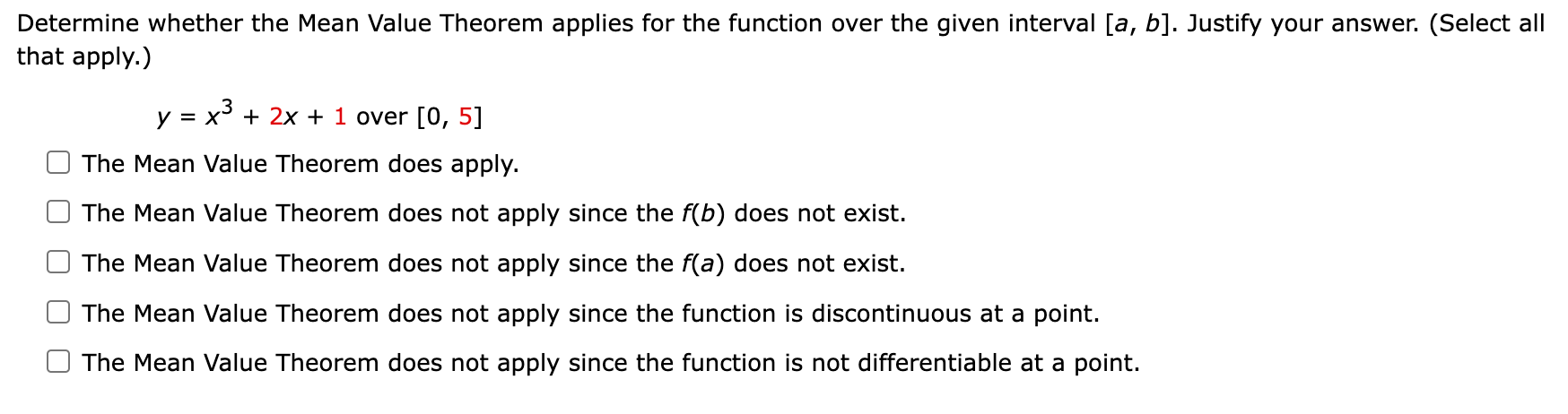 Solved etermine whether the Mean Value Theorem applies for | Chegg.com