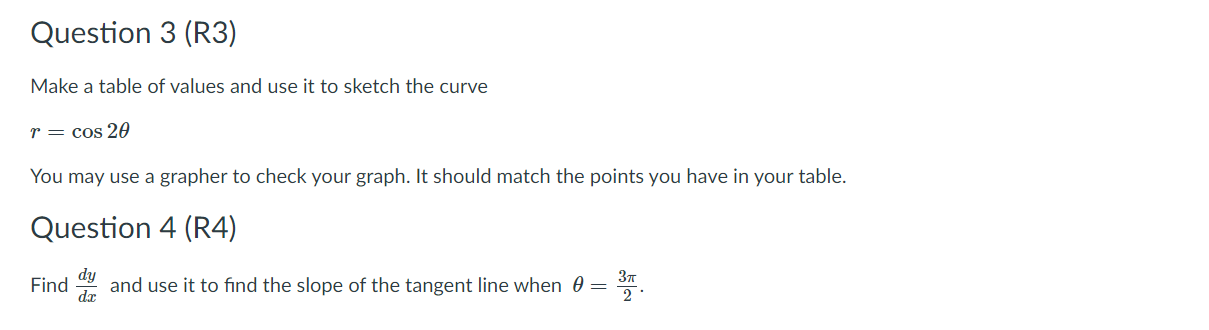 Solved Question 3 (R3) Make a table of values and use it to | Chegg.com
