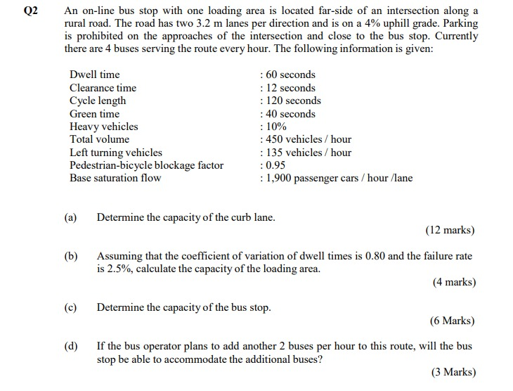 Solved Q2 An on-line bus stop with one loading area is | Chegg.com