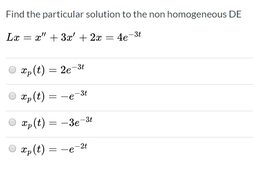 Solved Find the particular solution to the non homogeneous | Chegg.com