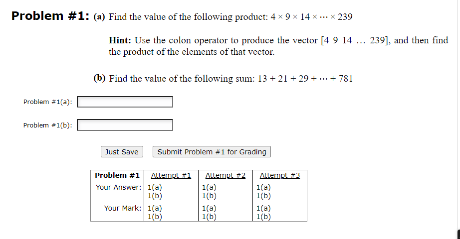 Solved Problem \# 1: (a) Find the value of the following | Chegg.com