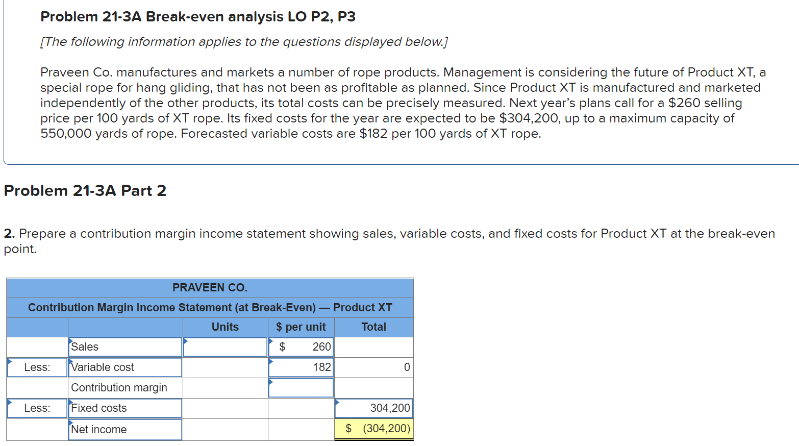 Solved Problem 21-3A Break-even analysis LO P2, P3 [The | Chegg.com
