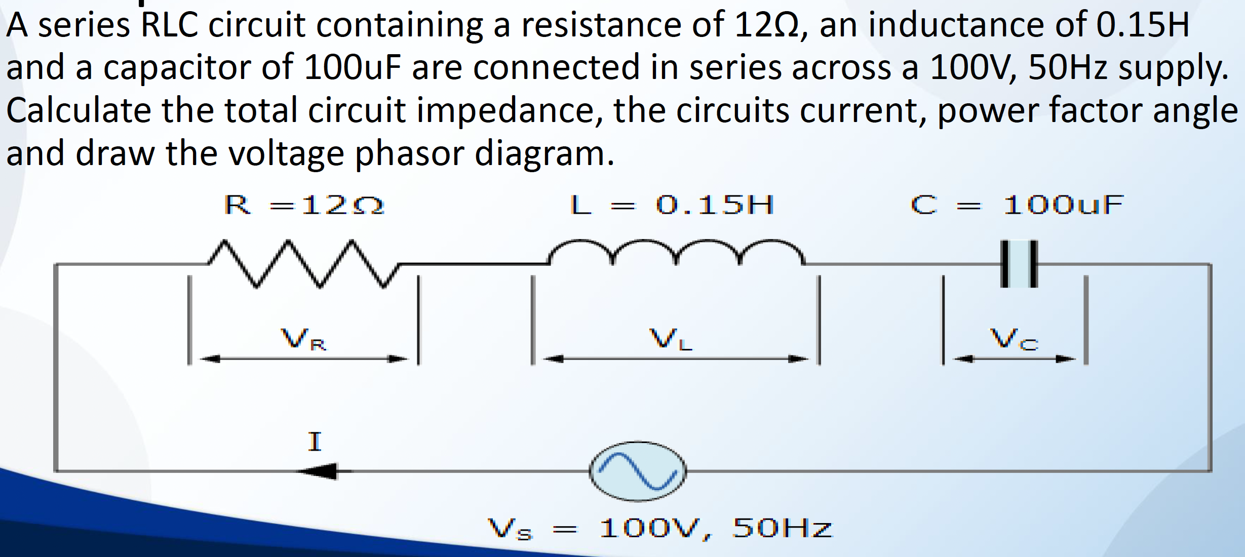 Solved ExampleA series RLC circuit containing a resistance | Chegg.com