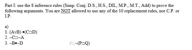 Part I Use The 8 Inference Rules Simp Conj Ds 