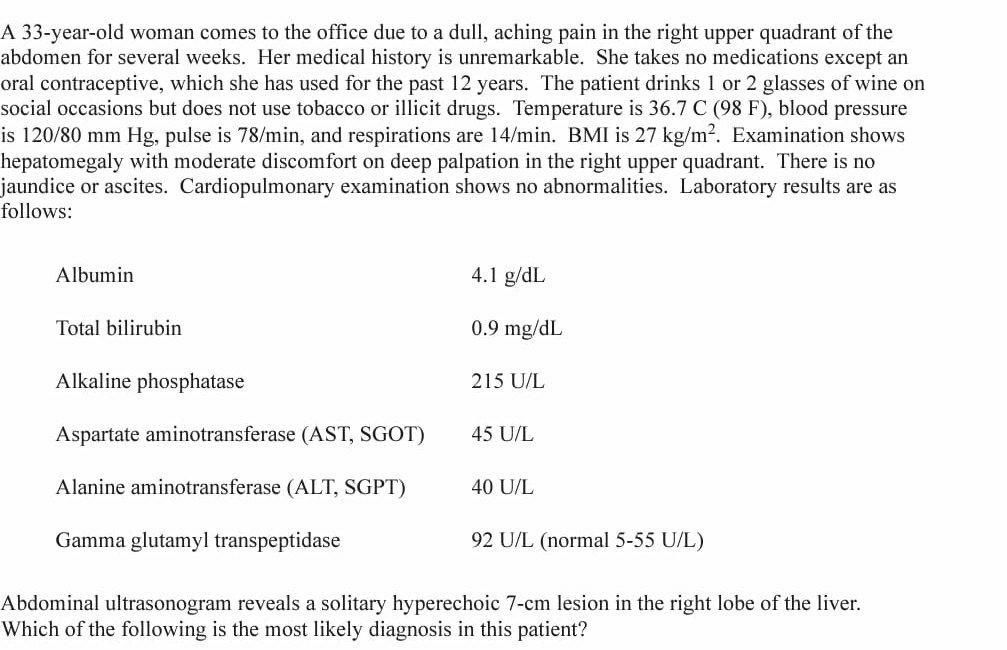 Solved A 33-year-old woman comes to the office due to a | Chegg.com