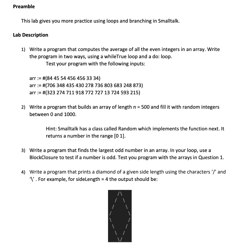 Preamble This Lab Gives You More Practice Using Loops