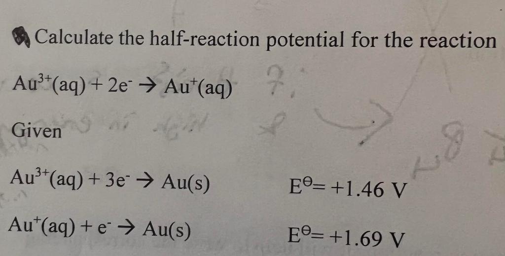 Solved Calculate the half-reaction potential for the | Chegg.com