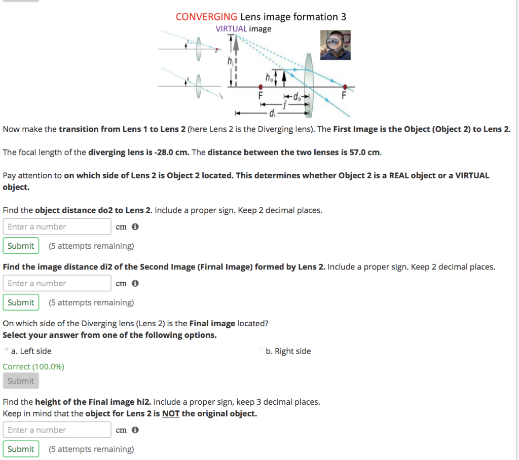 Solved Lenses in Combination 1 (case 3) Pay attention to the | Chegg.com