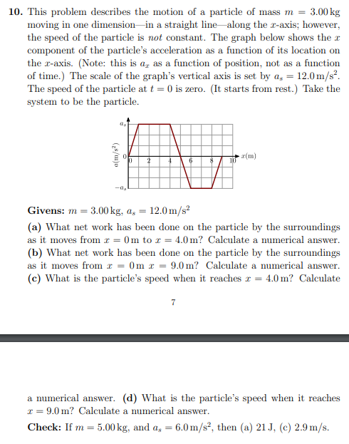 Solved 10. This problem describes the motion of a particle | Chegg.com