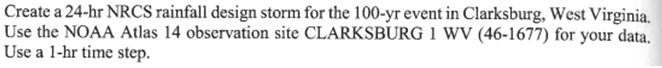 Solved Create a 24-hr NRCS rainfall design storm for the | Chegg.com