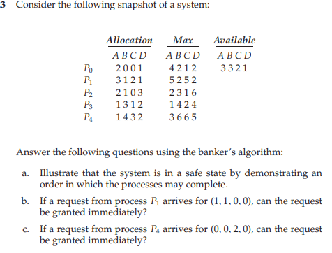 Solved OPERATING SYSTEMS DEADLOCK | Chegg.com