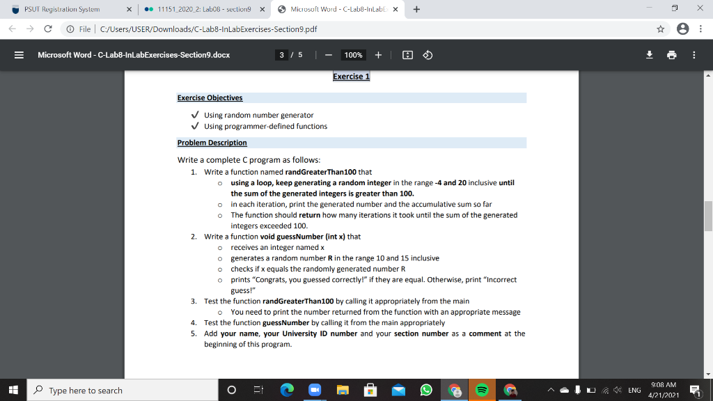 Solved + 2 PSUT Registration System . : . 11151_2020_2: | Chegg.com