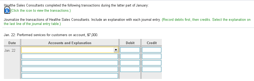 Solved x More Info Jan. 22 Performed services for customers | Chegg.com