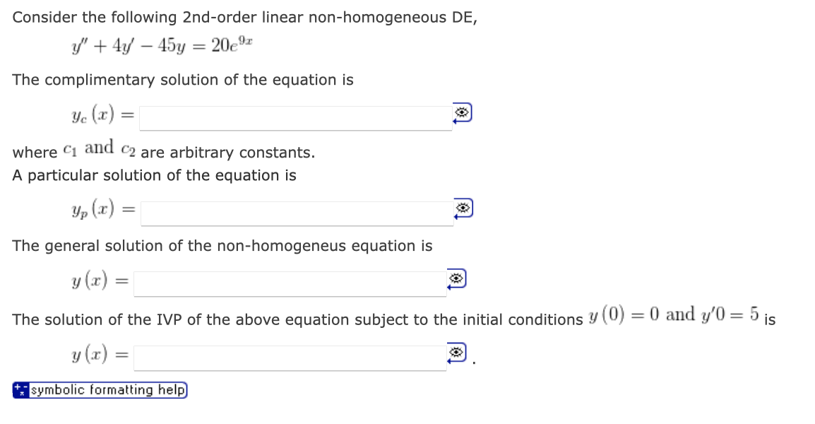 Solved Consider the following 2 nd-order linear | Chegg.com