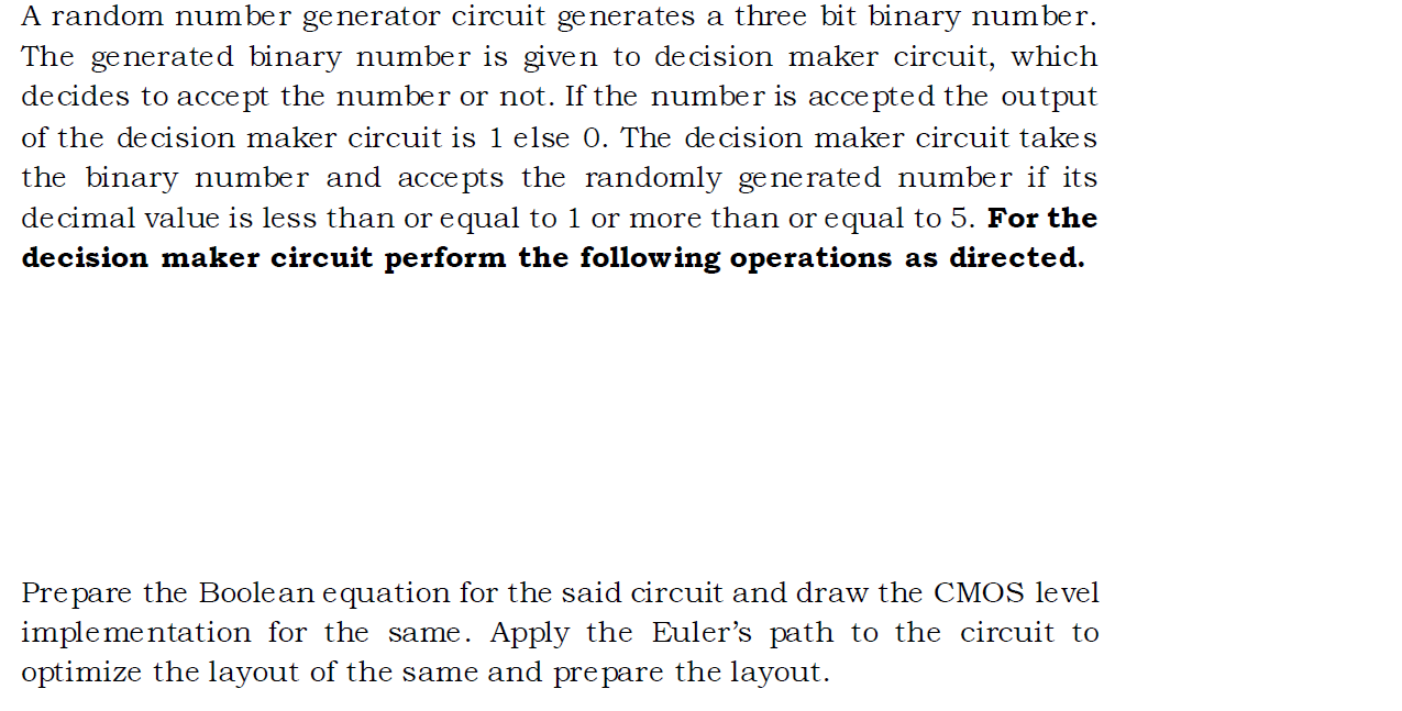 Solved A random number generator circuit generates a three | Chegg.com