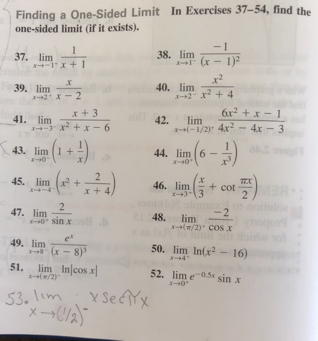 Solved Finding a One-Sided Limit In Exercises 37-54, find | Chegg.com
