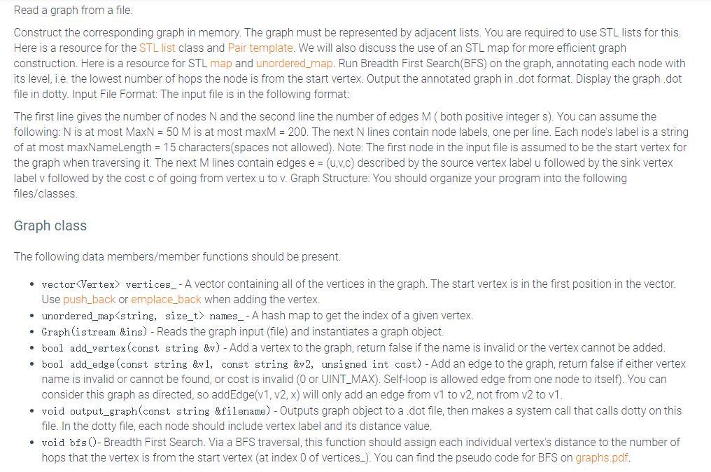 Solved Read a graph from a file. Construct the corresponding | Chegg.com