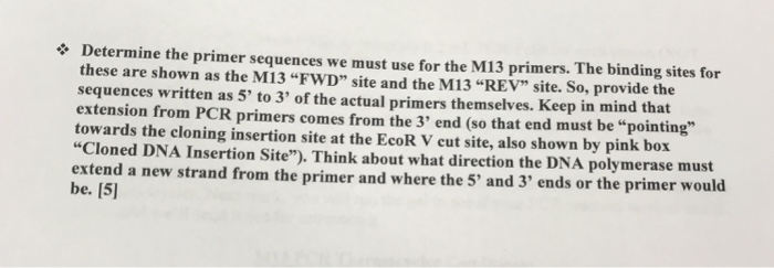 Solved Determine the primer sequences we must use for the | Chegg.com