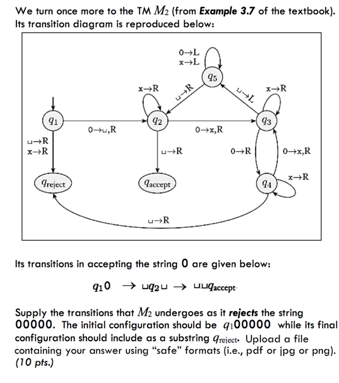 Solved We turn once more to the TMM2 (from Example 3.7 of | Chegg.com