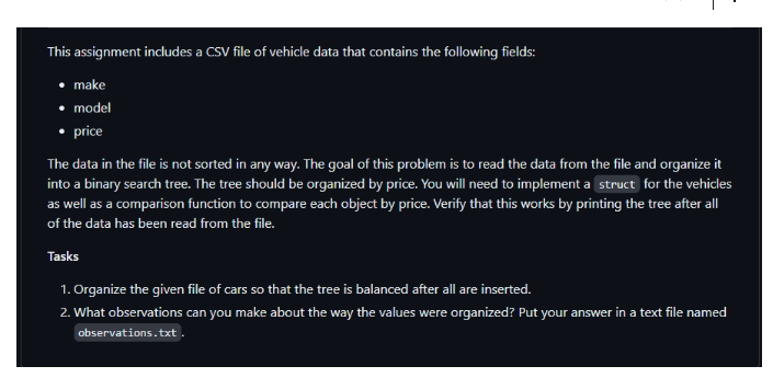 Solved This assignment includes a CSV file of vehicle data | Chegg.com