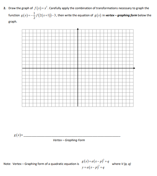Solved 1. The graph of the function y=g(x) is a | Chegg.com